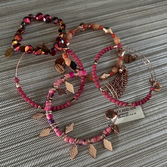 Alex and Ani | Jewelry | Alex And Ani Pink And Silver Charm Bracelets ...
